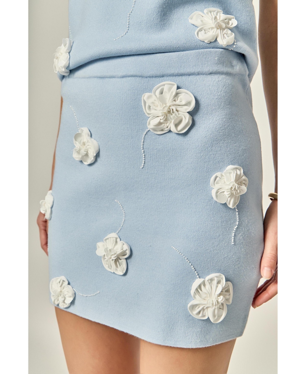 Click here for English Factory Womens 3D Flower Knit Skirt - Powd... prices