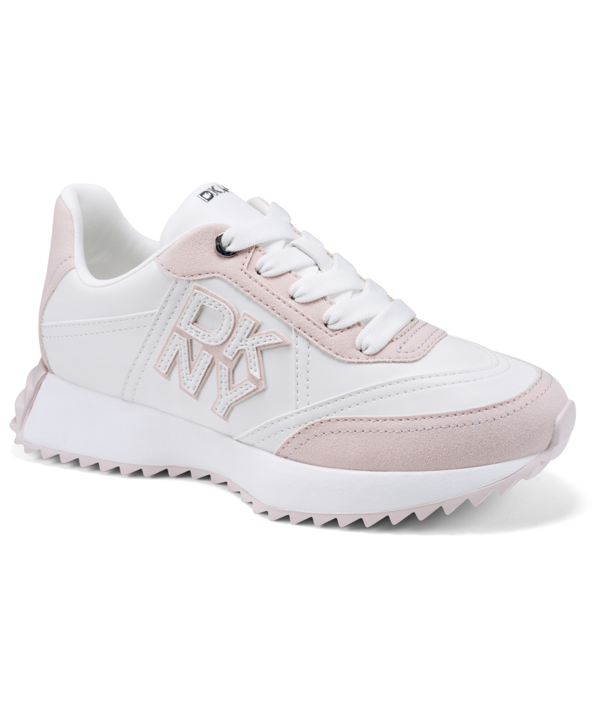 Click here for Dkny Womens Nivardi Lace-Up Sneakers - White/Pink prices