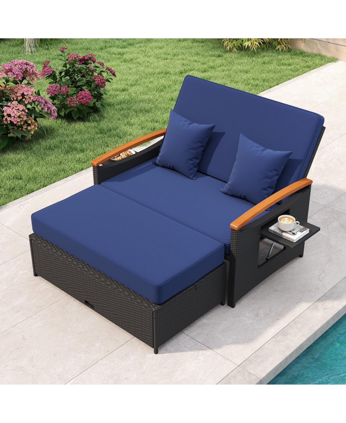 Click here for Gymax Patio Rattan Daybed Set w/Cushioned Loveseat... prices