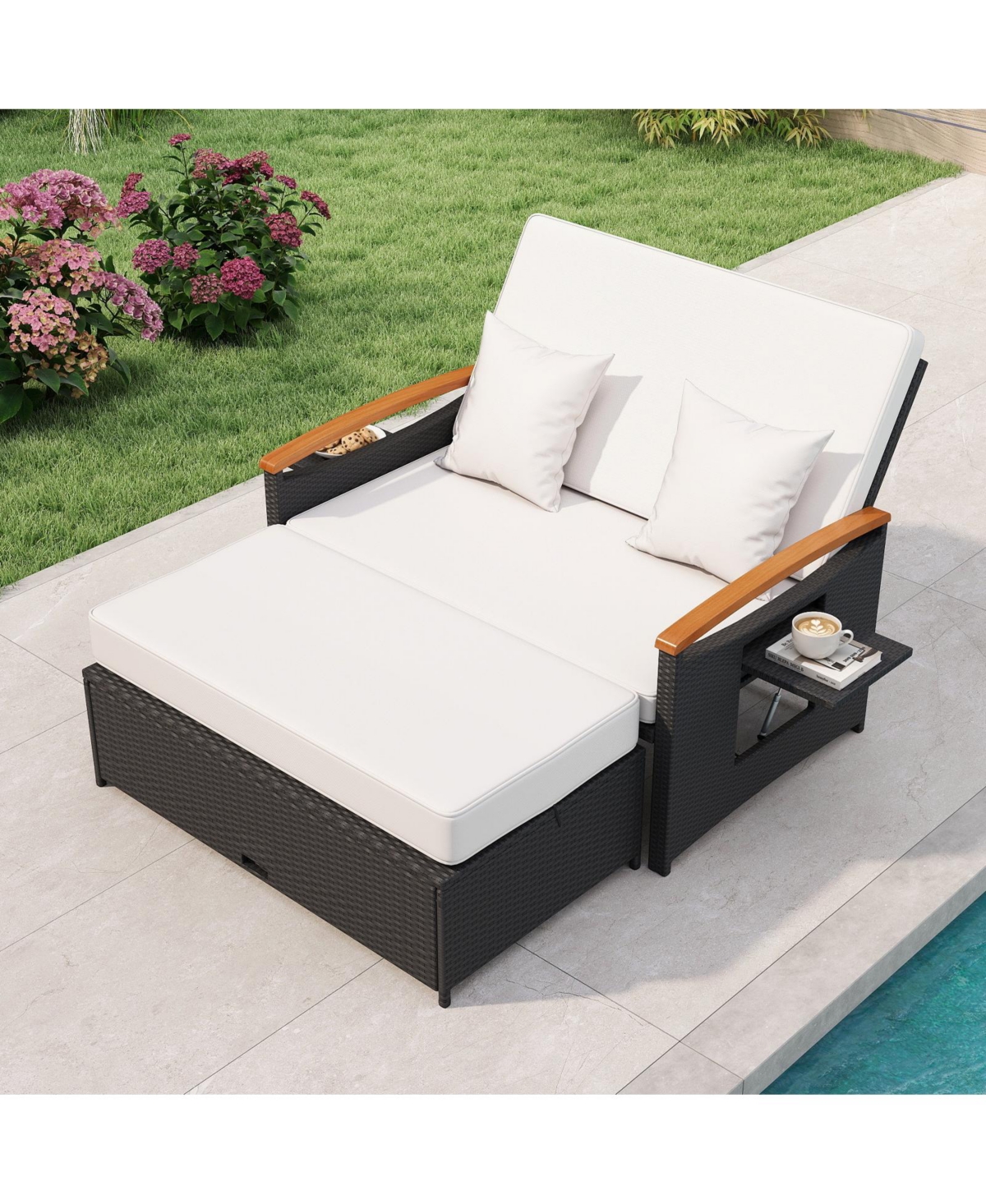 Click here for Gymax Patio Rattan Daybed Set w/Cushioned Loveseat... prices