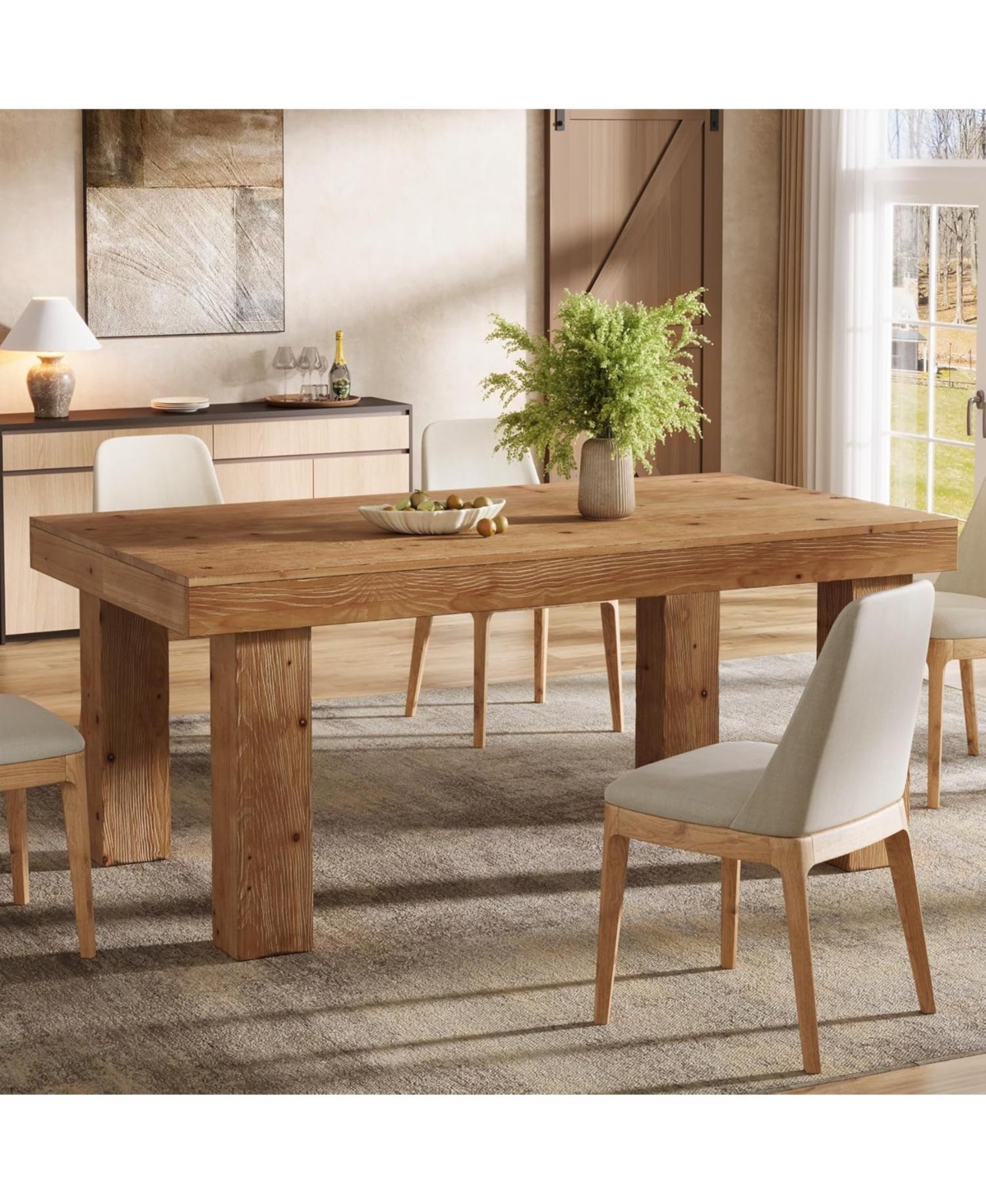 Click here for Tribesigns 63-Inch Solid Wood Dining Table for 4-6... prices