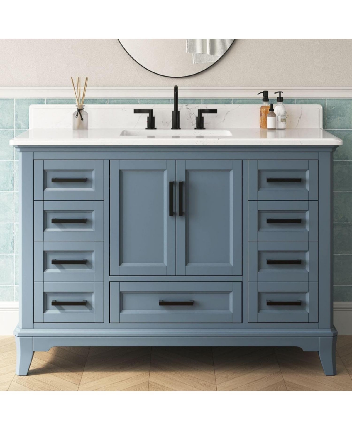Click here for Busdays 48" Steel Blue Bathroom Vanity with S... prices