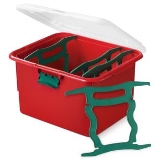 Homz Products Holiday Christmas Light Storage Box Bin with 4 Cord Wrap ...