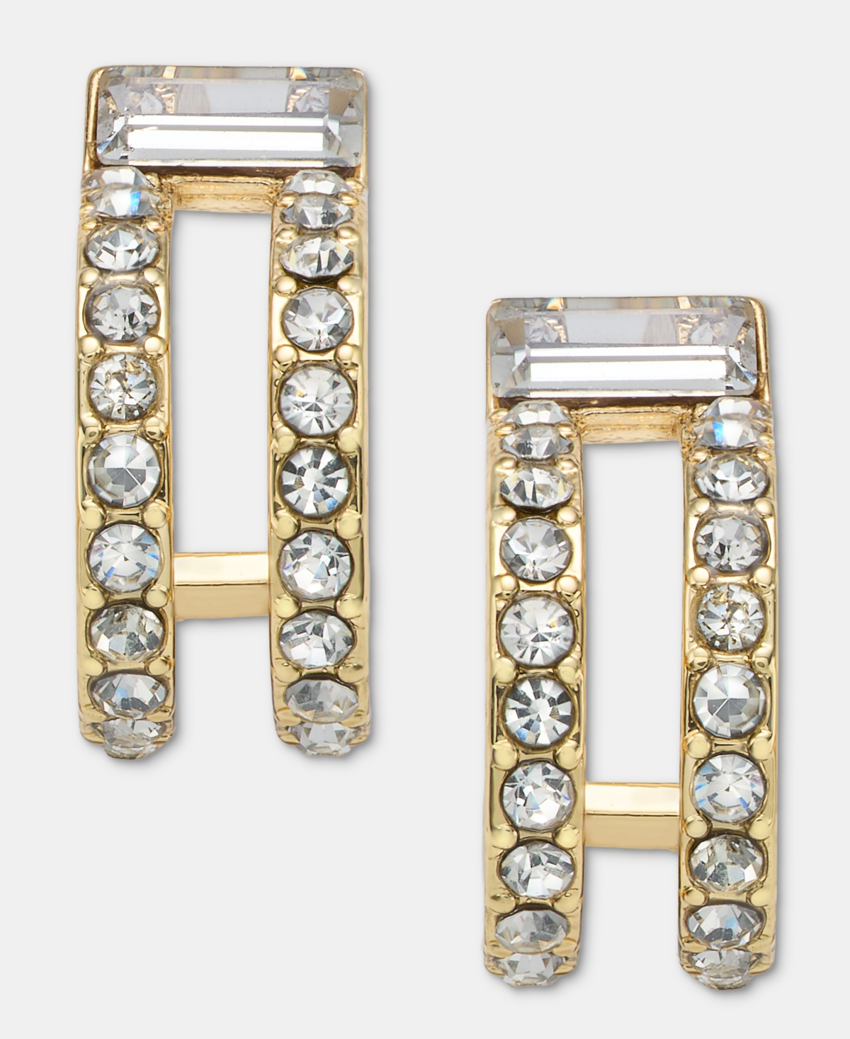 Click here for Dkny Gold-Tone Crystal Stone Pave C Hoop Earrings... prices
