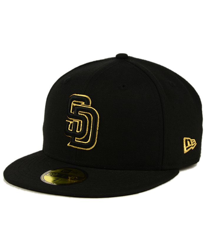 New Era San Diego Padres Black On Metallic Gold 59FIFTY Fitted Cap - Macy's