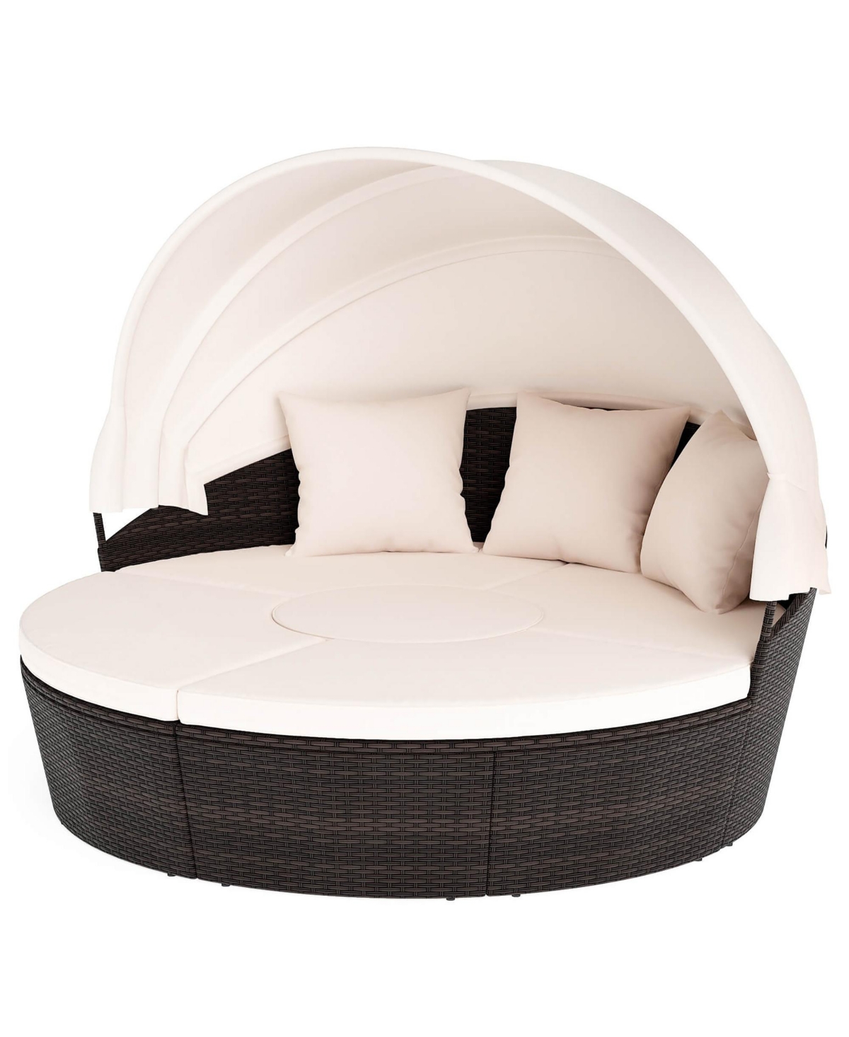 Click here for Gymax Patio Round Daybed Pe Rattan Cushioned Secti... prices