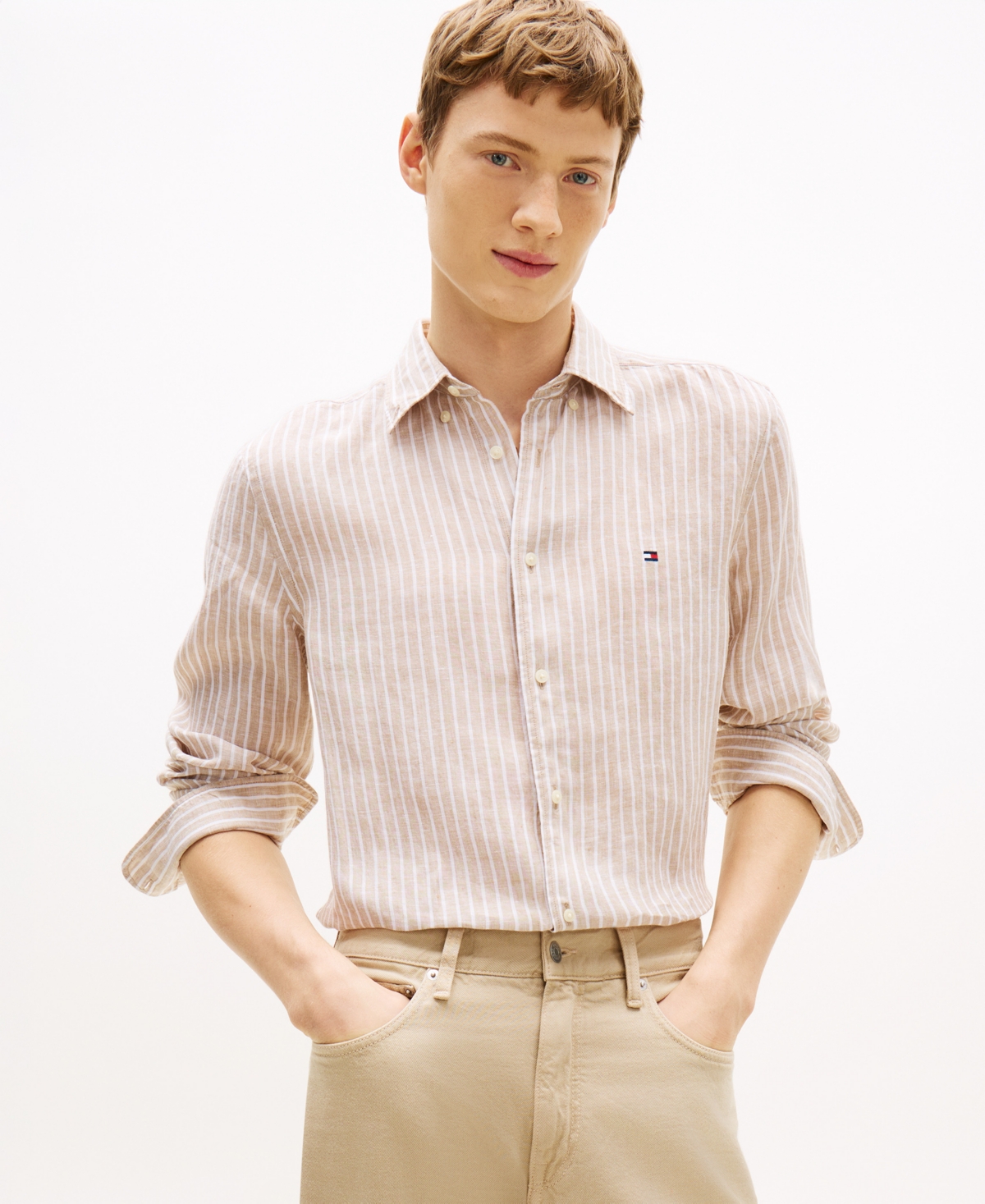 Click here for Tommy Hilfiger Mens 100 Linen Bengal Stripe Shirt... prices