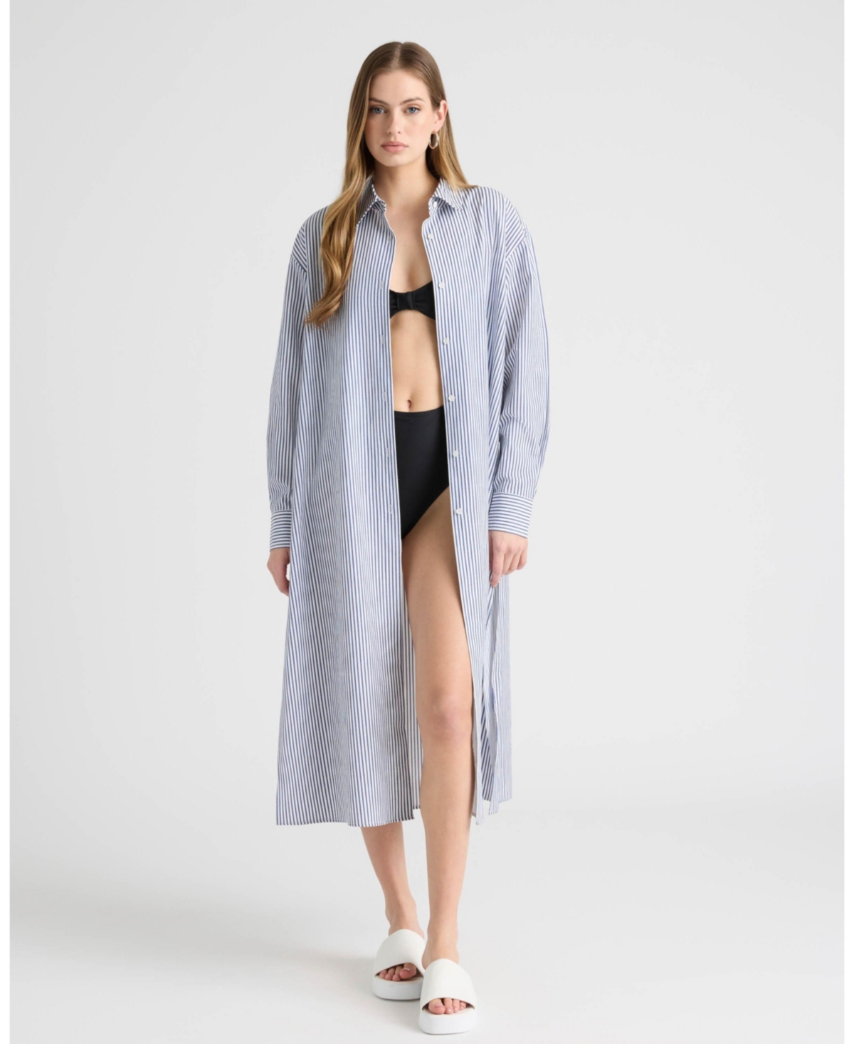 Click here for Nvlt Womens Long Shirt Dress with Side Slits - blu... prices