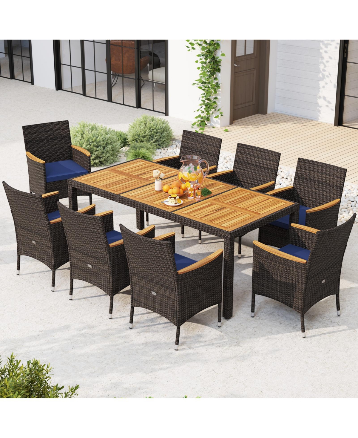 Click here for Gymax 9 Pieces Patio Pe Wicker Dining Set Outdoor... prices