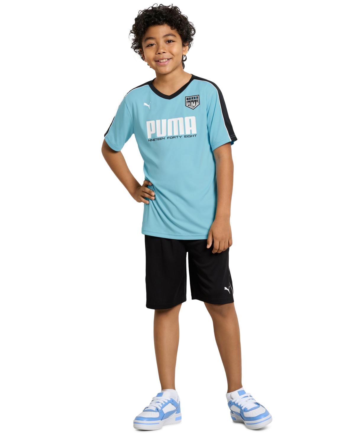 Click here for Puma Boys 8-16 V-Neck Puma Logo Short-Sleeve T-Shi... prices