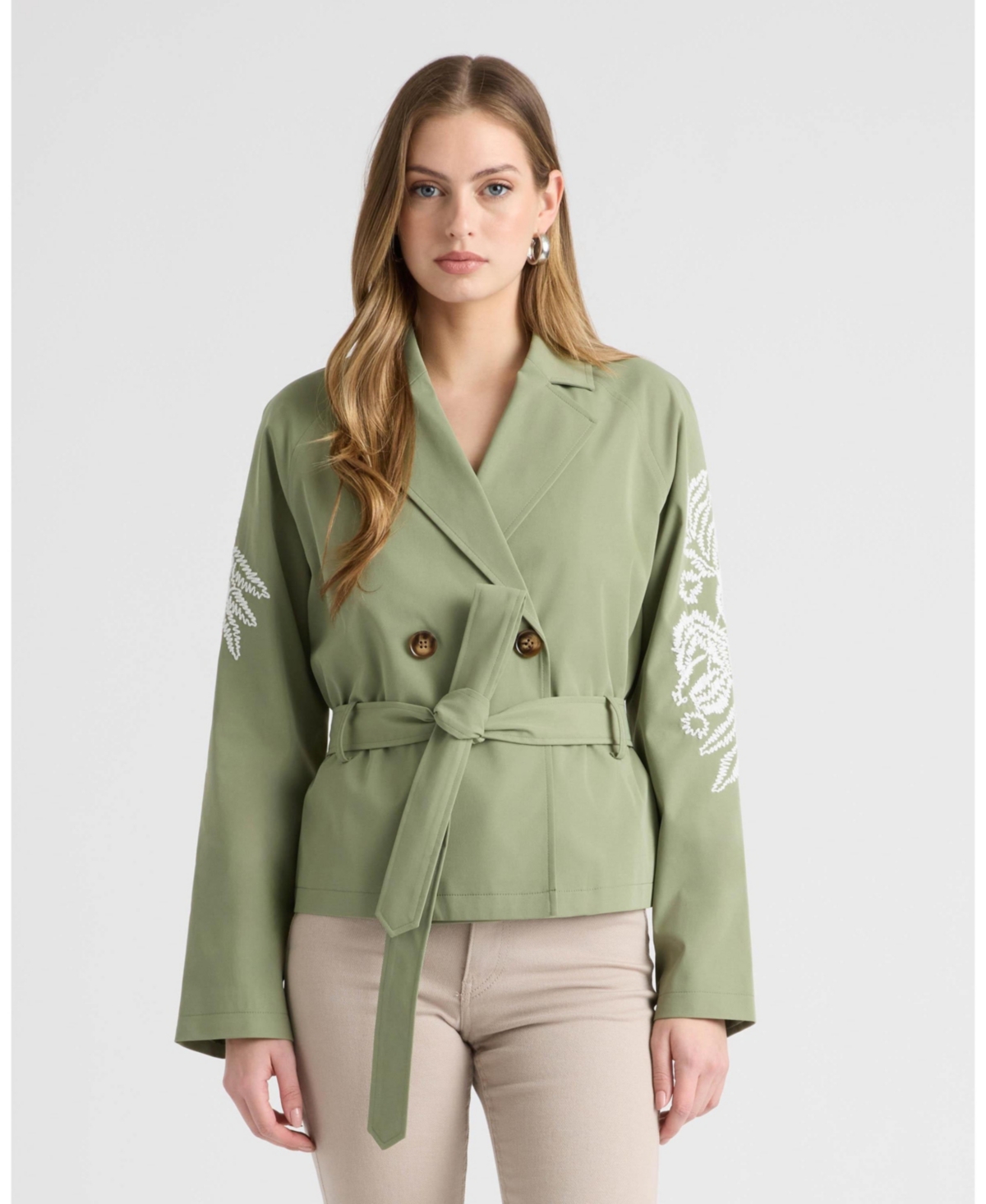 Click here for Nvlt Womens Cropped Trench Coat with Embroideries... prices