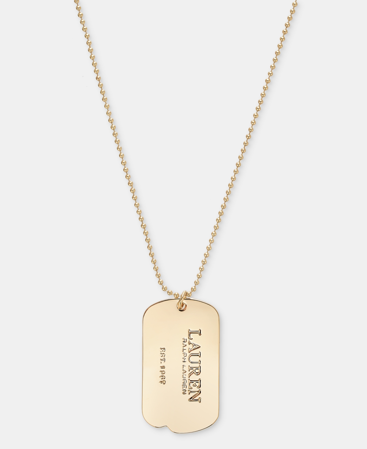 Click here for Lauren Ralph Lauren Gold-Tone 36 Logo Tag Pendant... prices