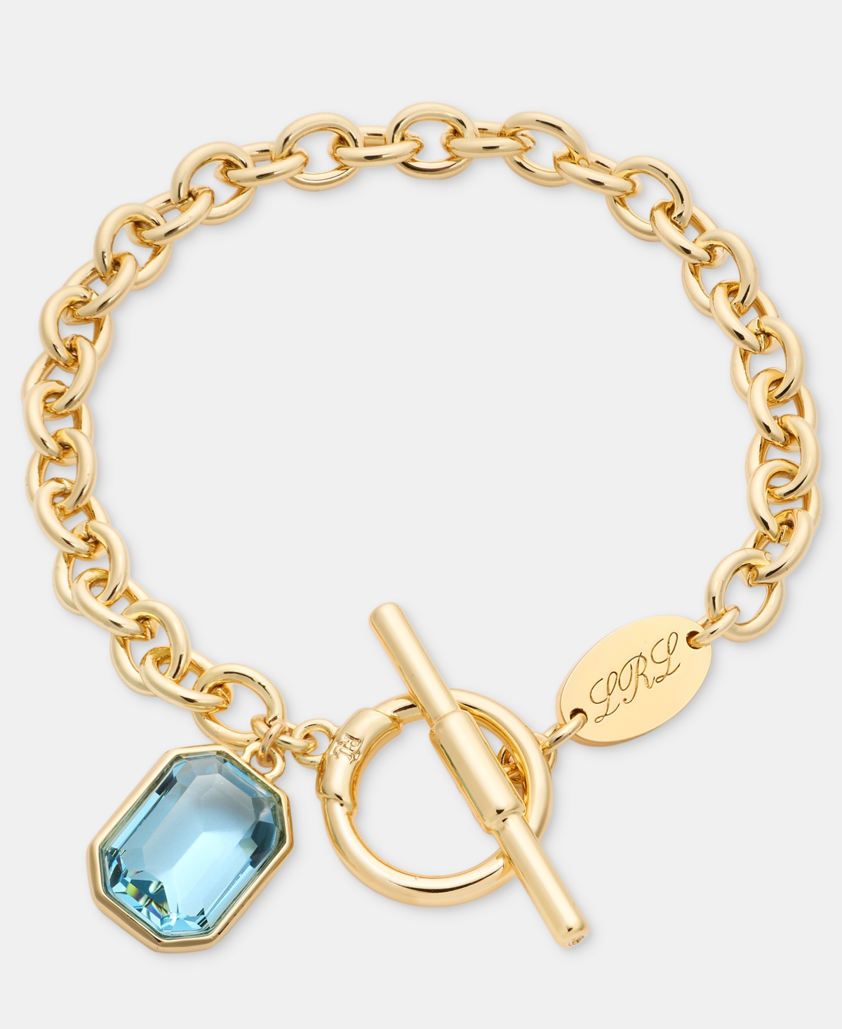 Click here for Lauren Ralph Lauren Gold-Tone Aqua Stone Flex Brac... prices