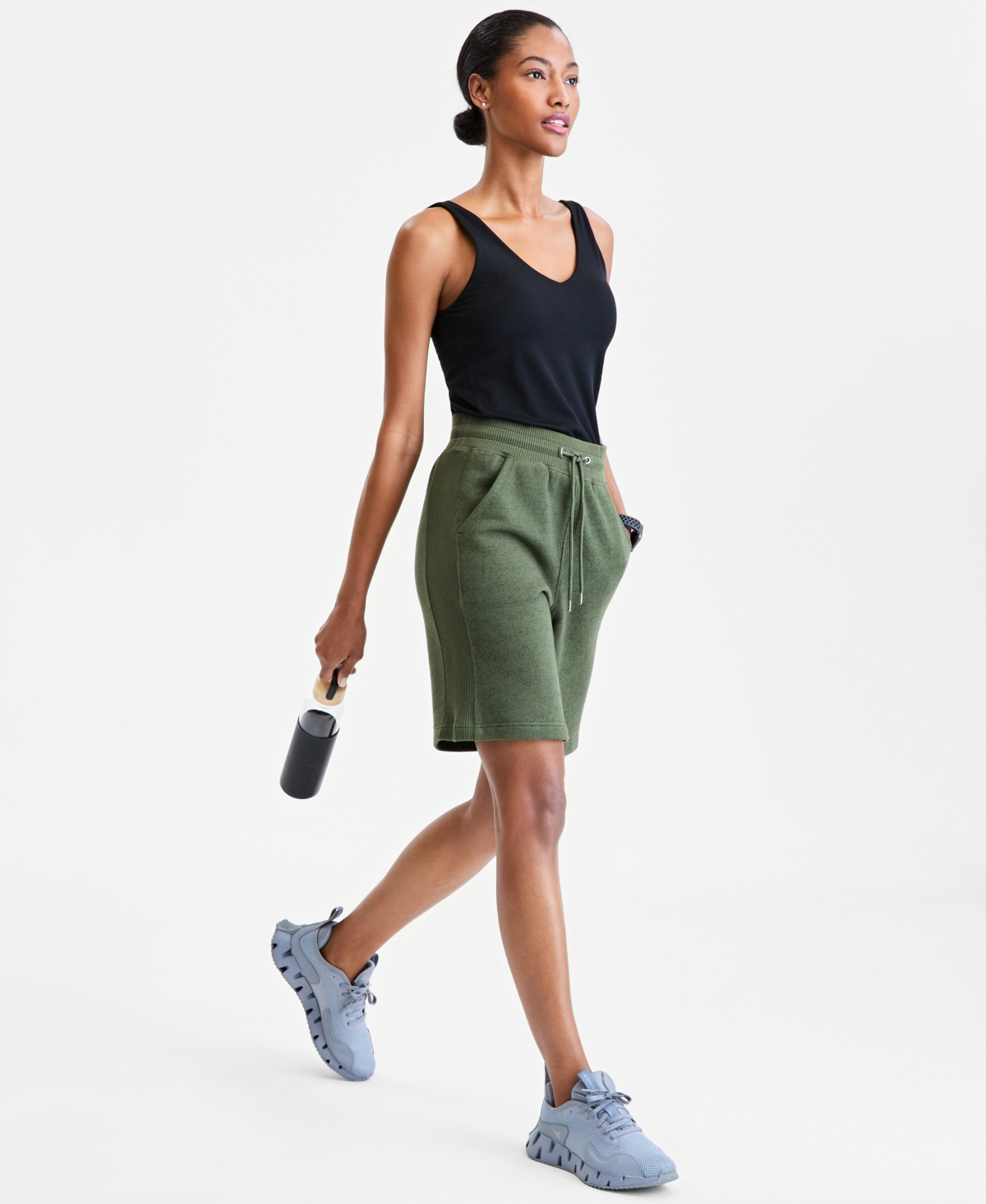 Click here for Id Ideology Womens Cotton-Blend Pull-On Bermuda Sh... prices