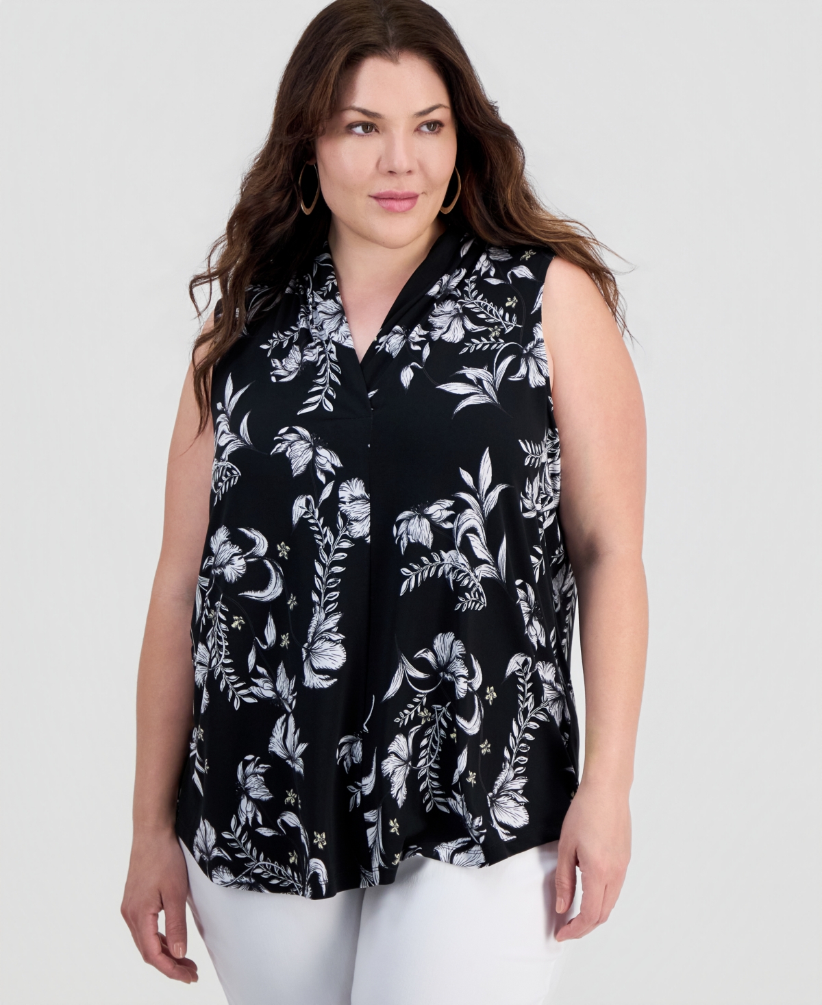 Click here for Jm Collection Plus Size Indina Floral Sleeveless V... prices