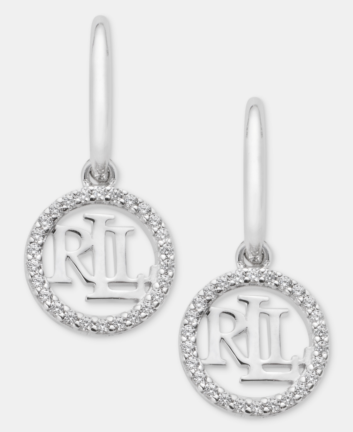 Click here for Lauren Ralph Lauren Crystal Logo Drop Earrings in... prices