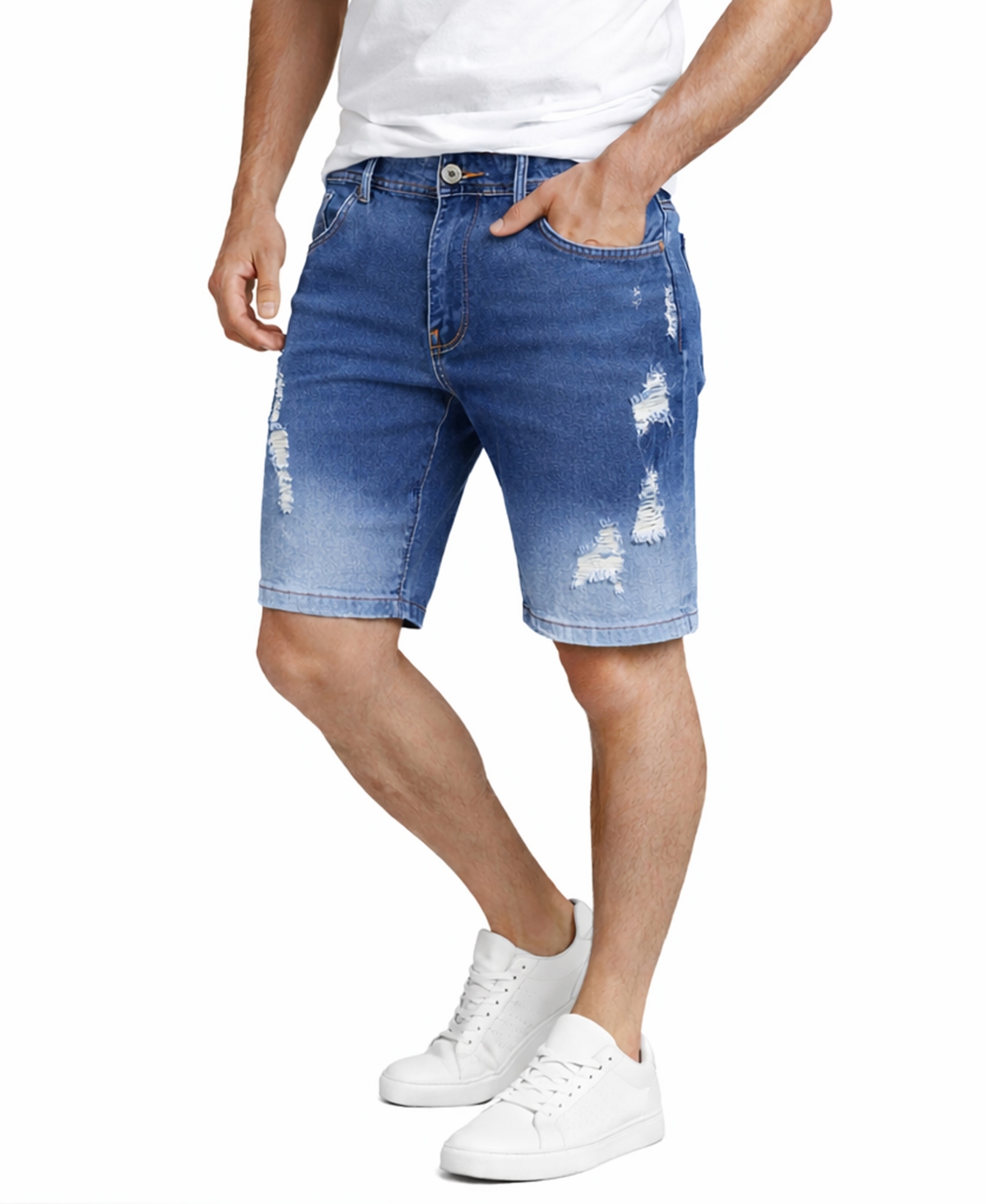 Click here for Blu Rock Mens Modern Slim-Fit Stretch Denim Shorts... prices