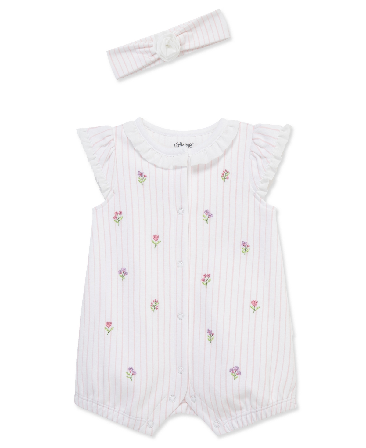Click here for Little Me Baby Girls Knit Floral Romper & Headband... prices
