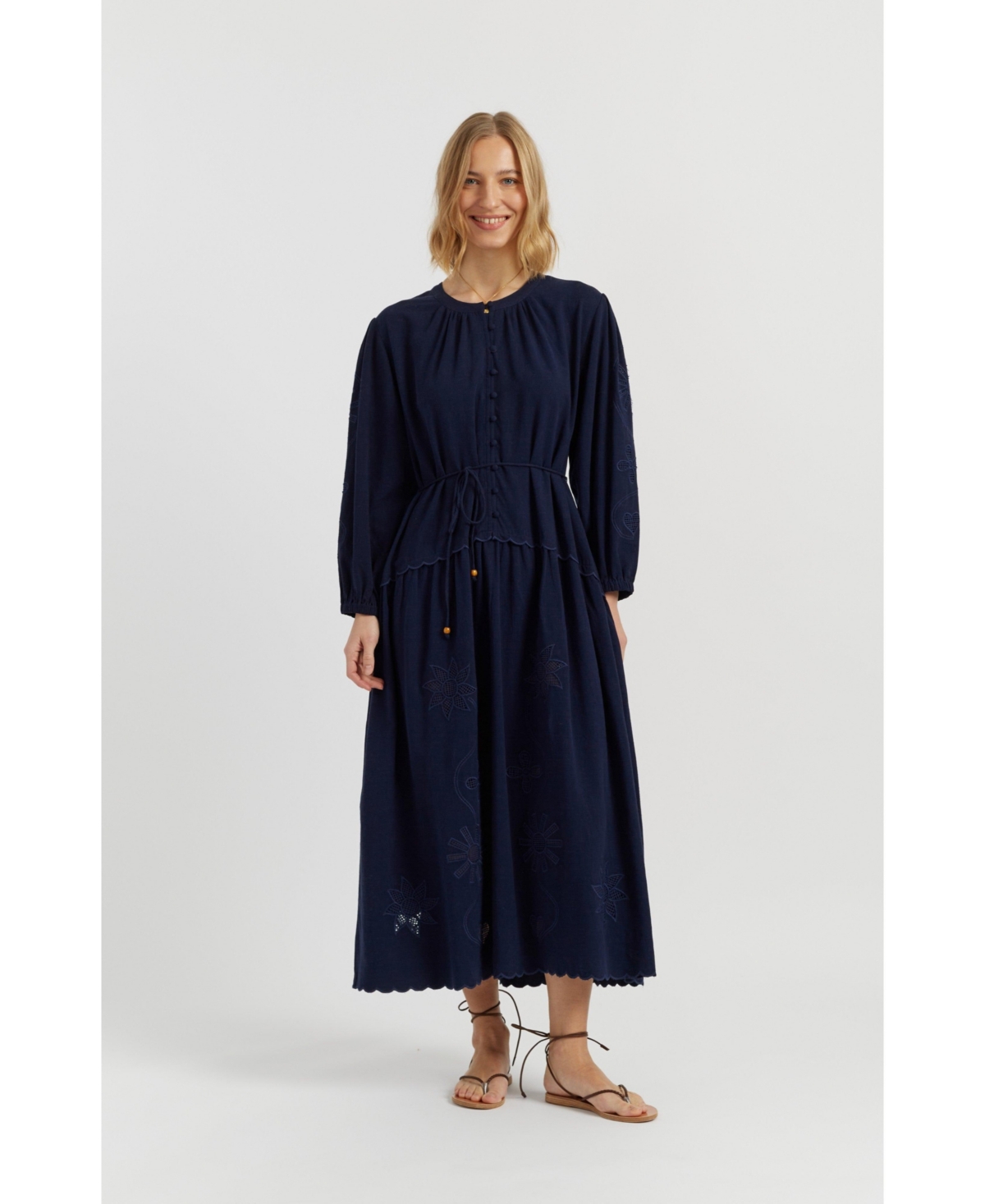 Click here for Chinti & Parker Womens Sienna Linen-Blend Broderie... prices
