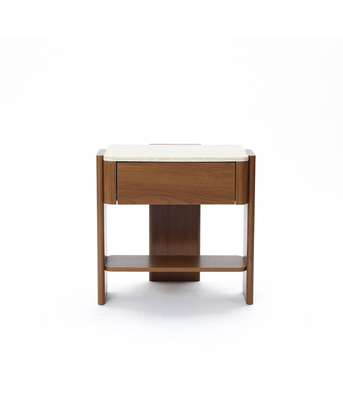 Click here for LuxenHome Faux Travertine Nightstand with Drawer a... prices