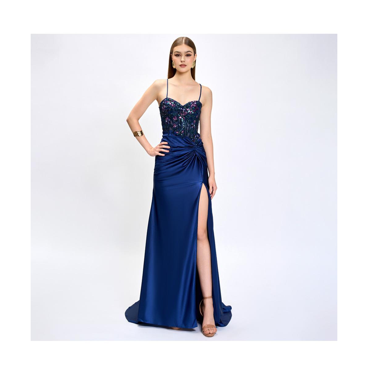Click here for Bariano Womens Nahdia Beaded Sequin Gown - Navy prices