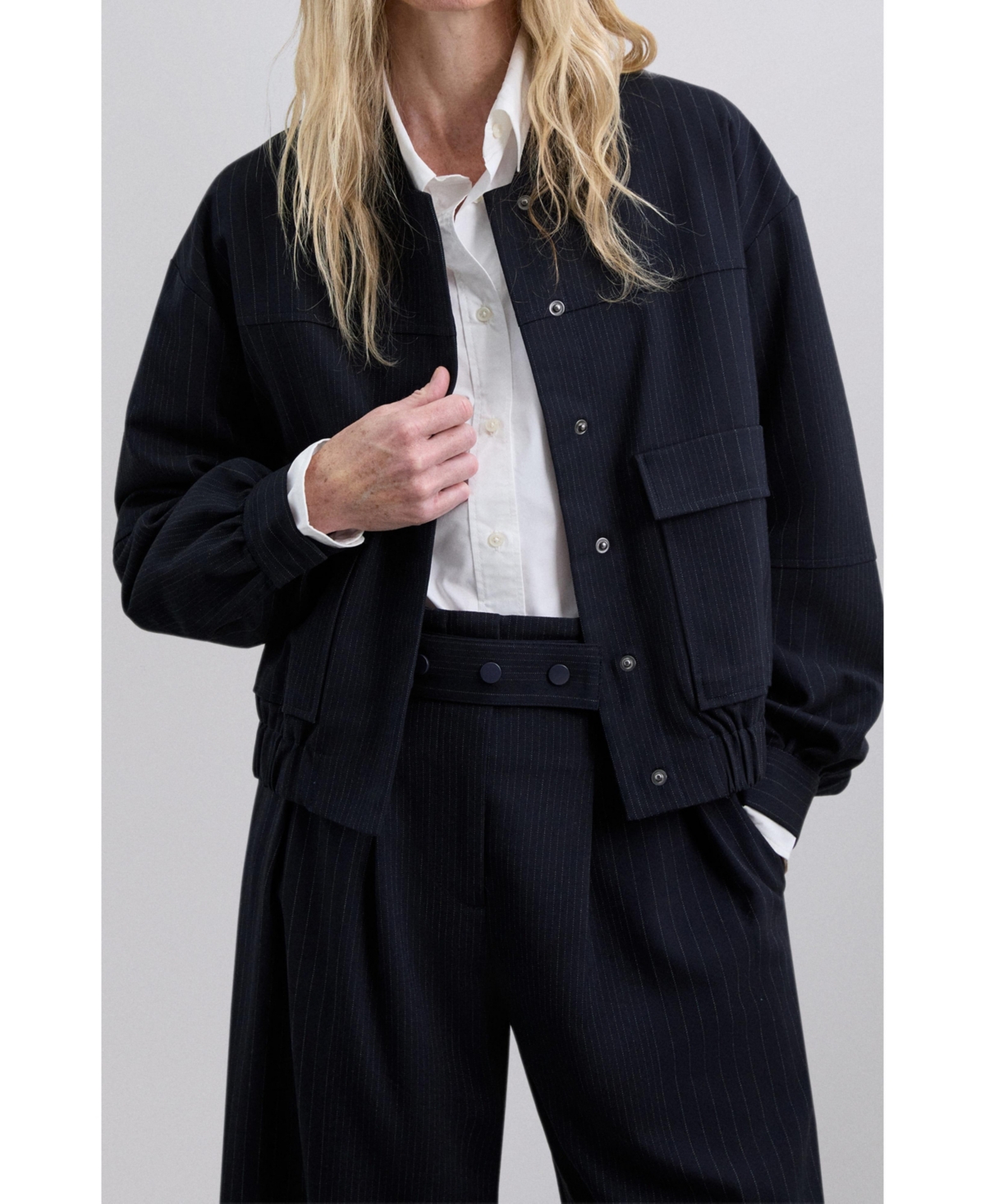Click here for Scalpers Womens Belt pocket bomber Jacket - Navyst... prices