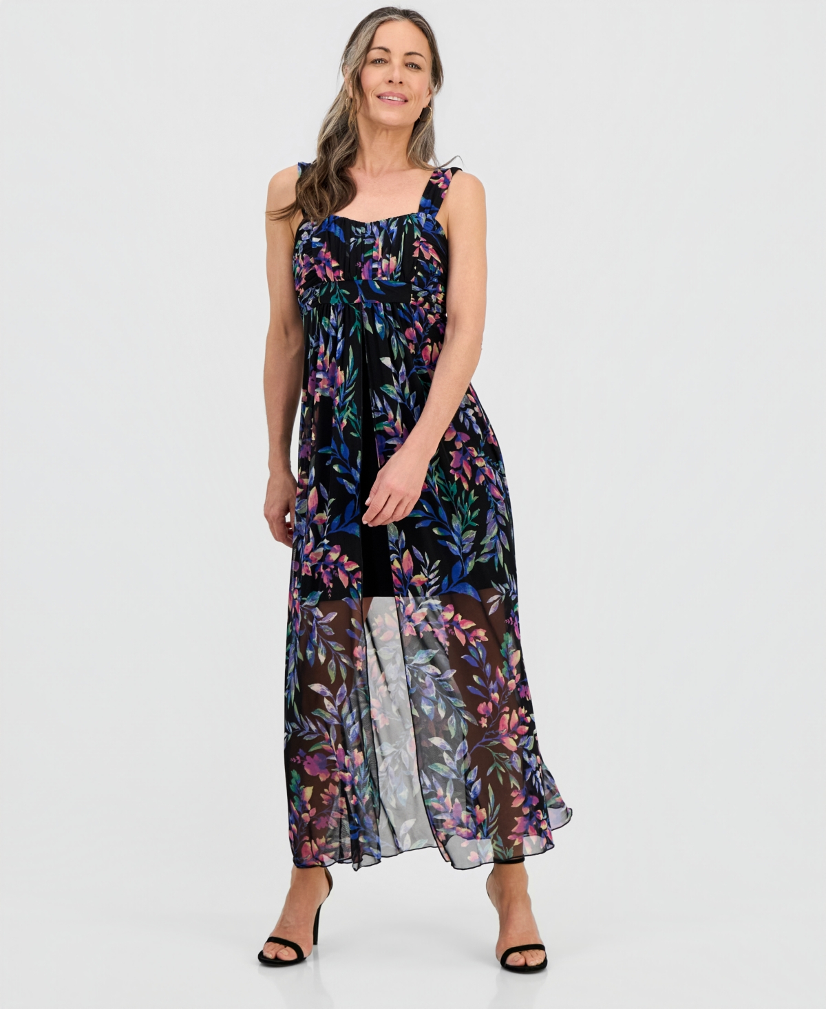 Click here for Connected Petite Floral Print Sleeveless Maxi Dres... prices