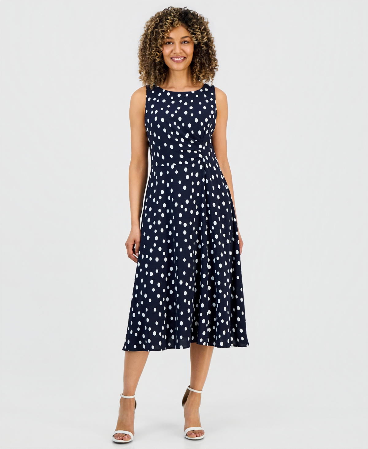 Click here for Connected Petite Boat-Neck Midi Dress - Navy prices