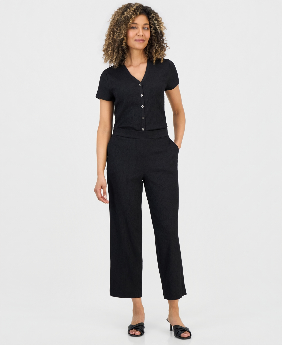 Click here for Anne Klein Essentials Petite Pebble-Texture Knit P... prices