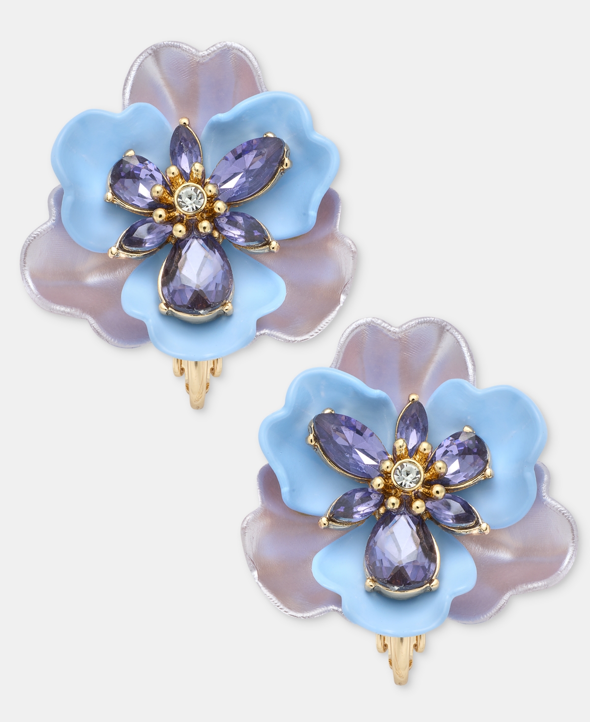 Click here for Anne Klein Crystal Flower Clip-On Button Earrings... prices