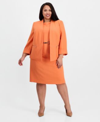 Click here for Kasper Plus Size Collarless Open Front Zip Pocket... prices