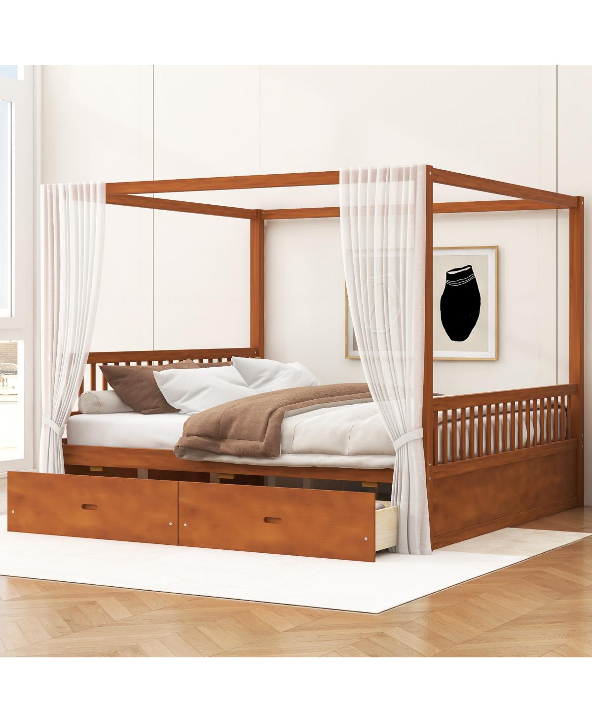 Click here for Streamdale Furniture Wooden Canopy Bed with Storag... prices