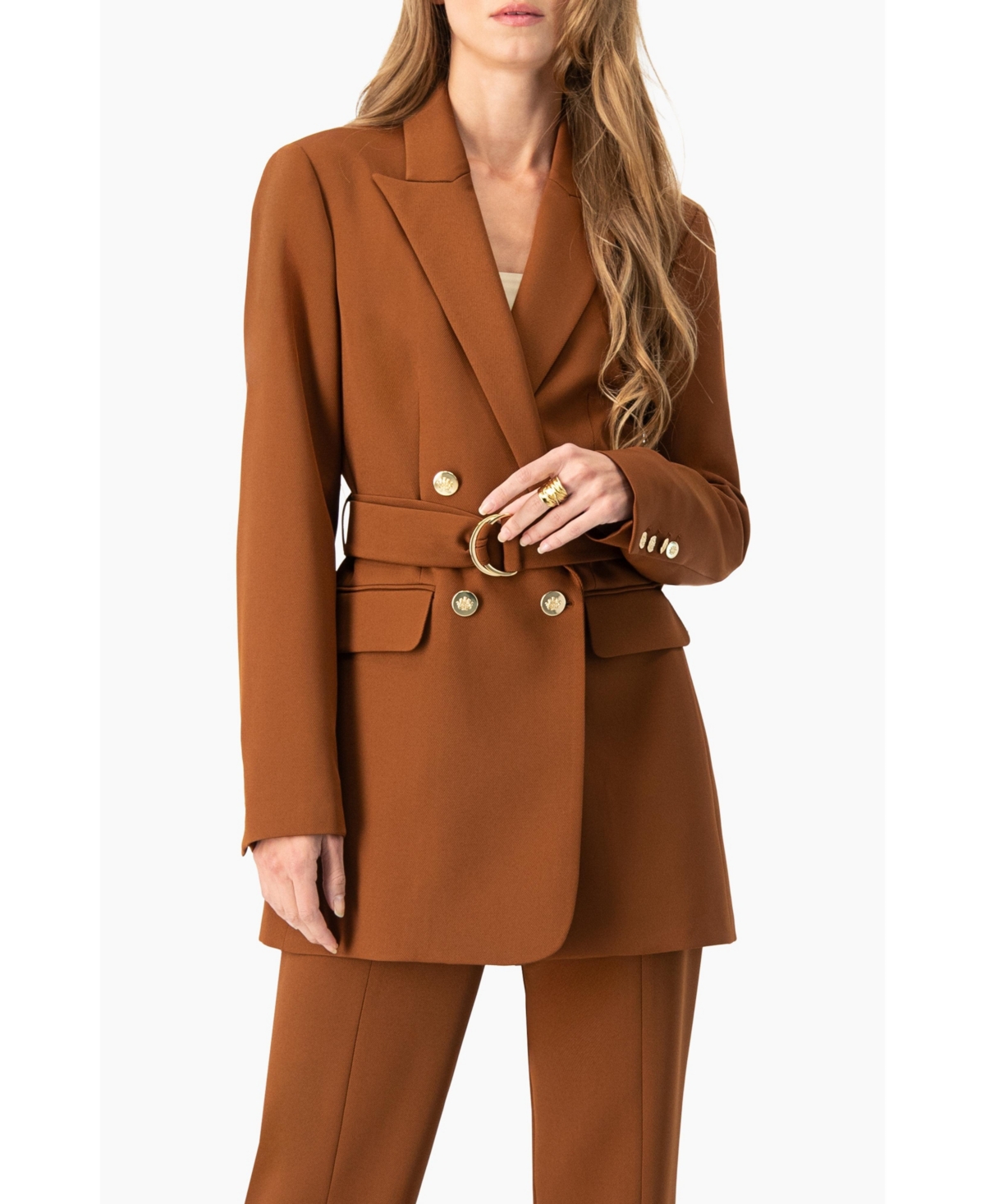 Click here for Ivonne Womens Double-Breasted Wrap Blazer with Wai... prices