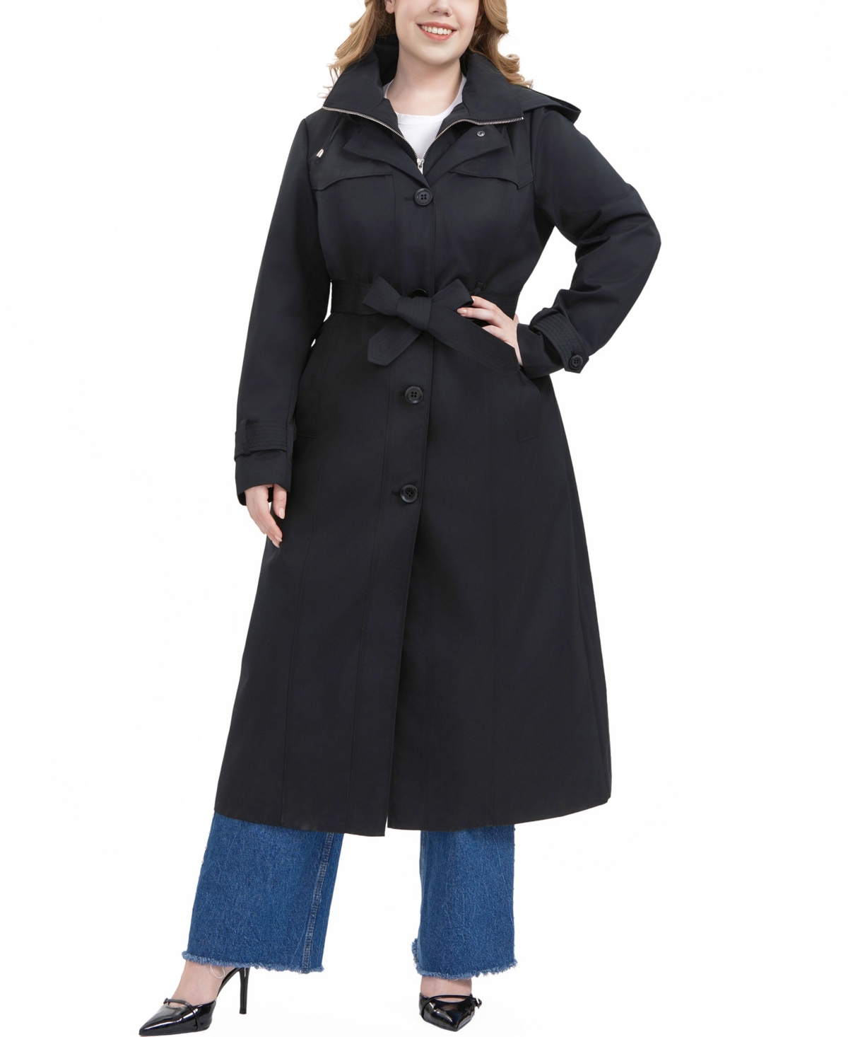 Click here for Bgsd Plus Size Hooded Water-Resistant Trench Coat... prices