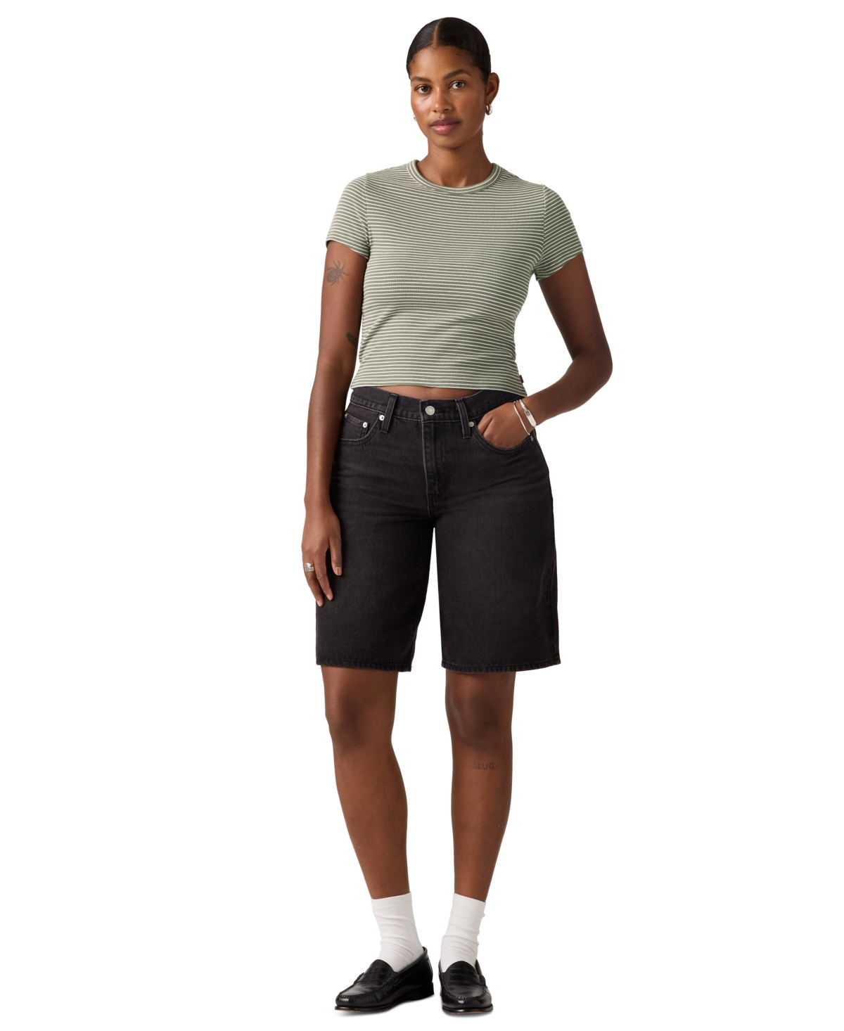 Click here for Levis Womens Mid Rise Baggy Shorts - Square Peg Sh... prices