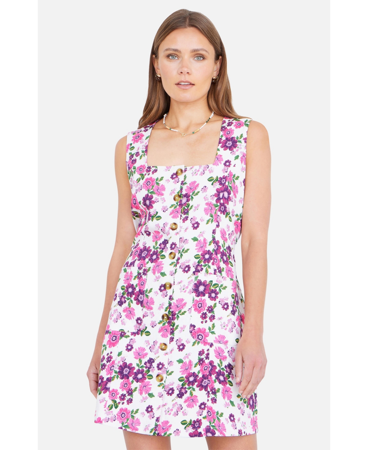 Click here for Yumi Womens Retro Floral Cotton Pinafore Dress - P... prices