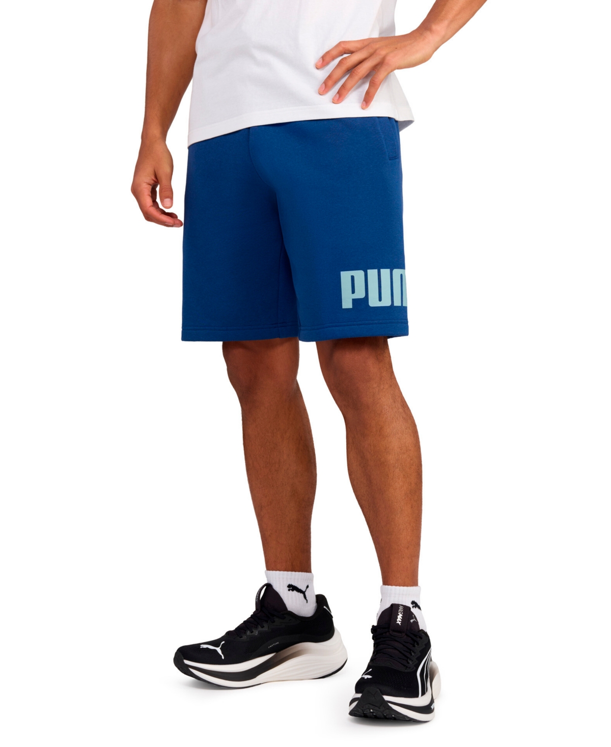 Click here for Puma Mens Essential Big Logo Fleece Shorts - Blue... prices