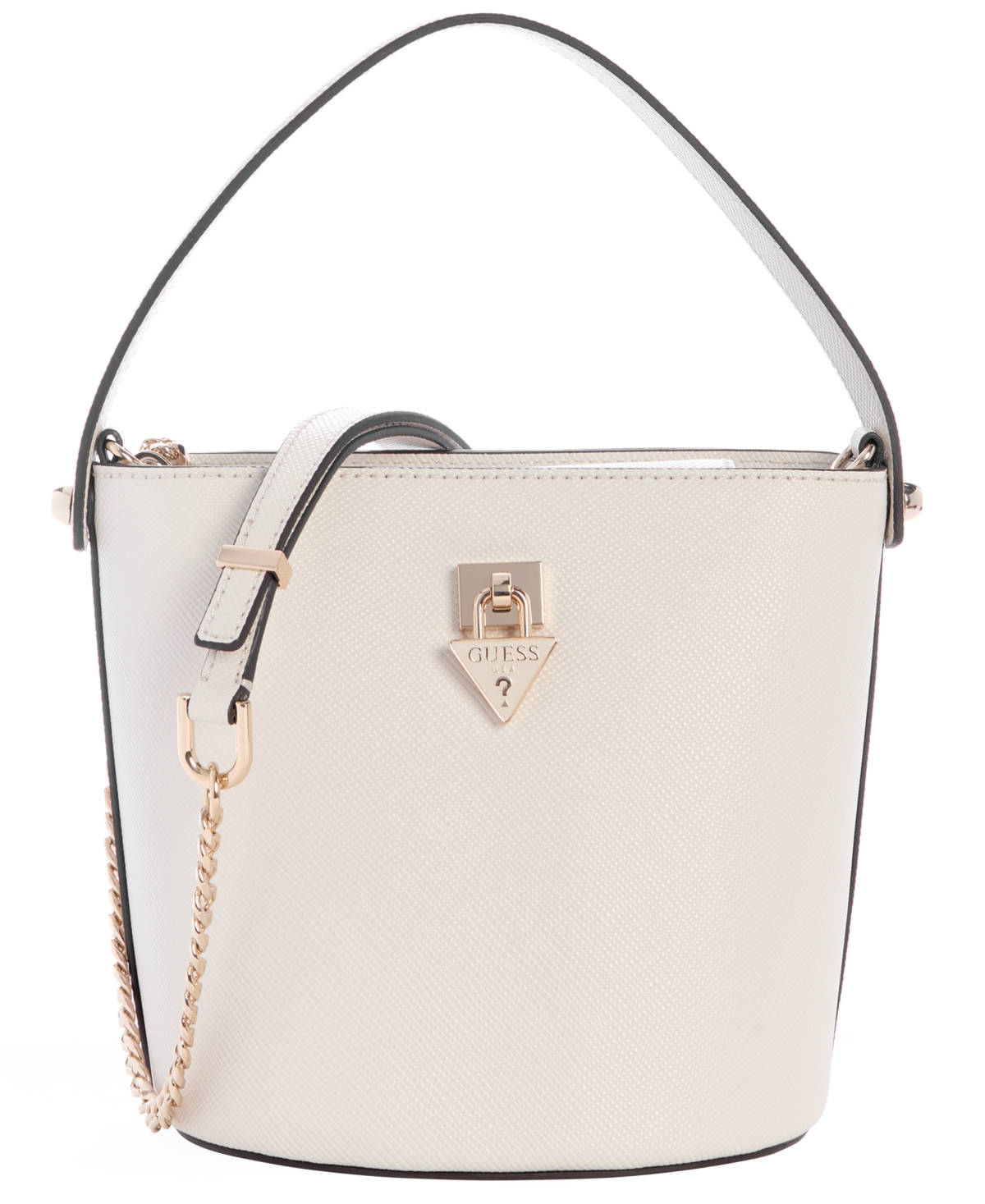 Click here for Guess Patsie Small Top Handle Bucket Bag - White prices