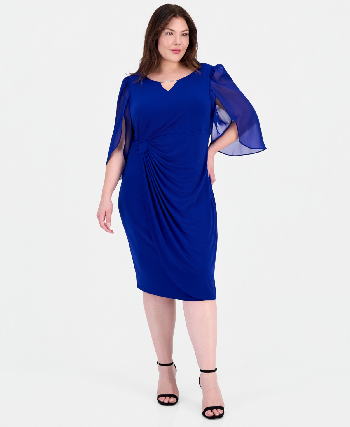 Click here for Connected Plus Size Sheer-Sleeve Chain-Detail Shea... prices