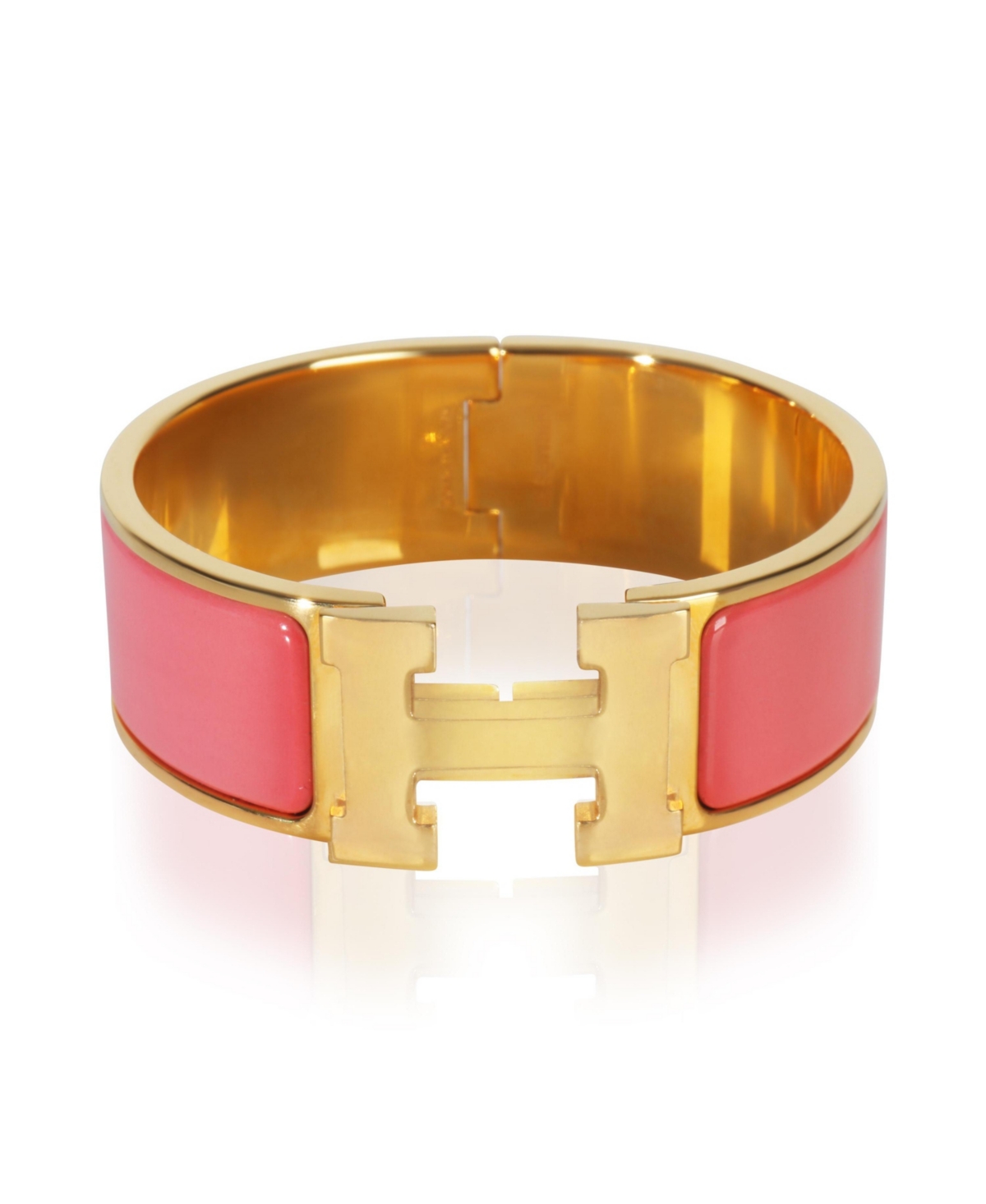 Click here for Hermes Gold-Plated Clic Clac In Rose Velours Brace... prices
