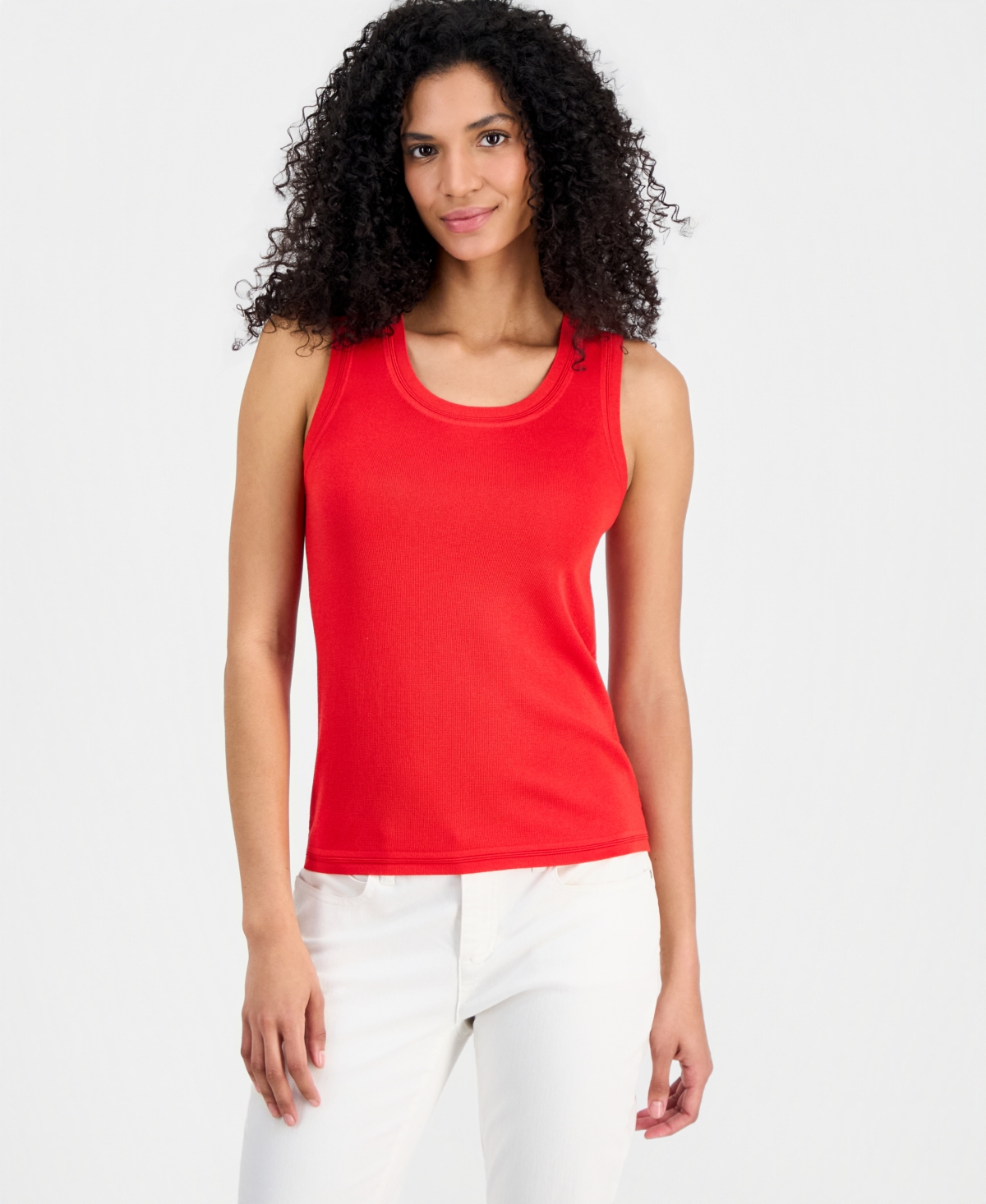 Click here for Anne Klein Womens Scoop Neck Tank Top - Begonia Re... prices