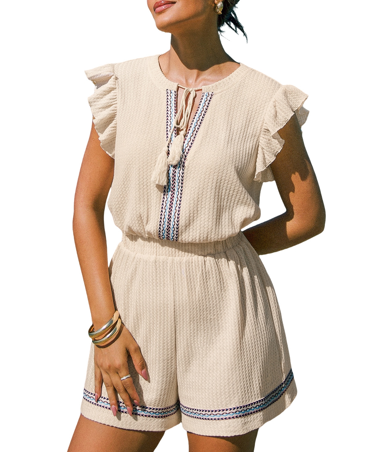 Click here for Cupshe Womens Desert Breeze Romper - Beige/khaki prices
