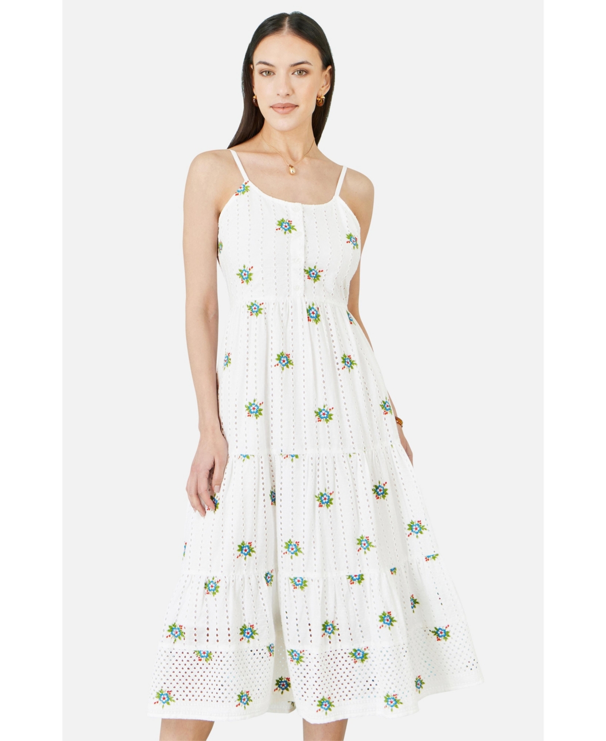 Click here for Yumi Womens Embroidered Broderie Midi Sun Dress -... prices