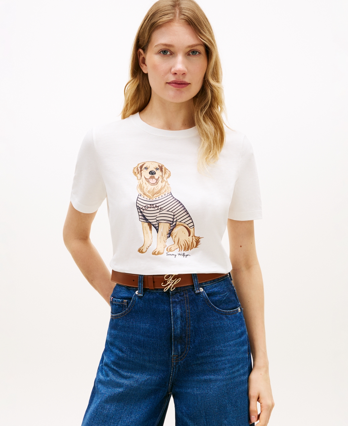 Click here for Tommy Hilfiger Womens Graphic Dog Print T-Shirt -... prices