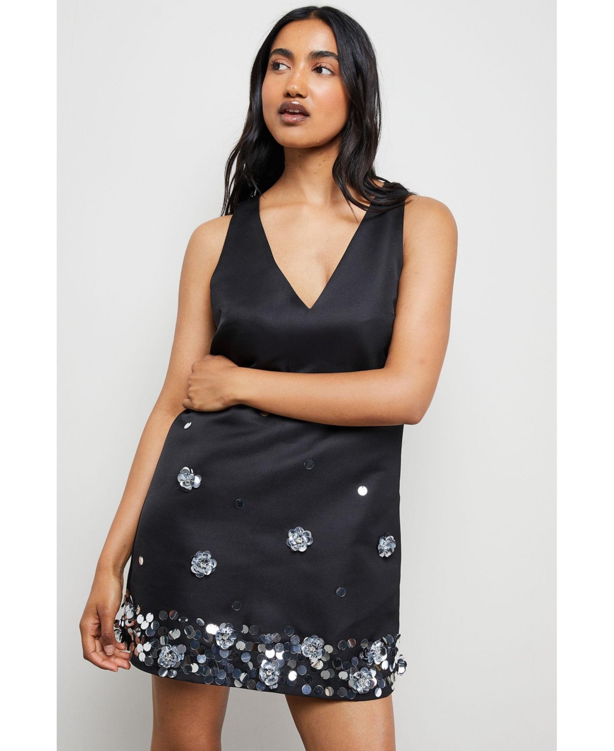 Click here for Warehouse Womens Embellished Plunge Neck Mini Dres... prices