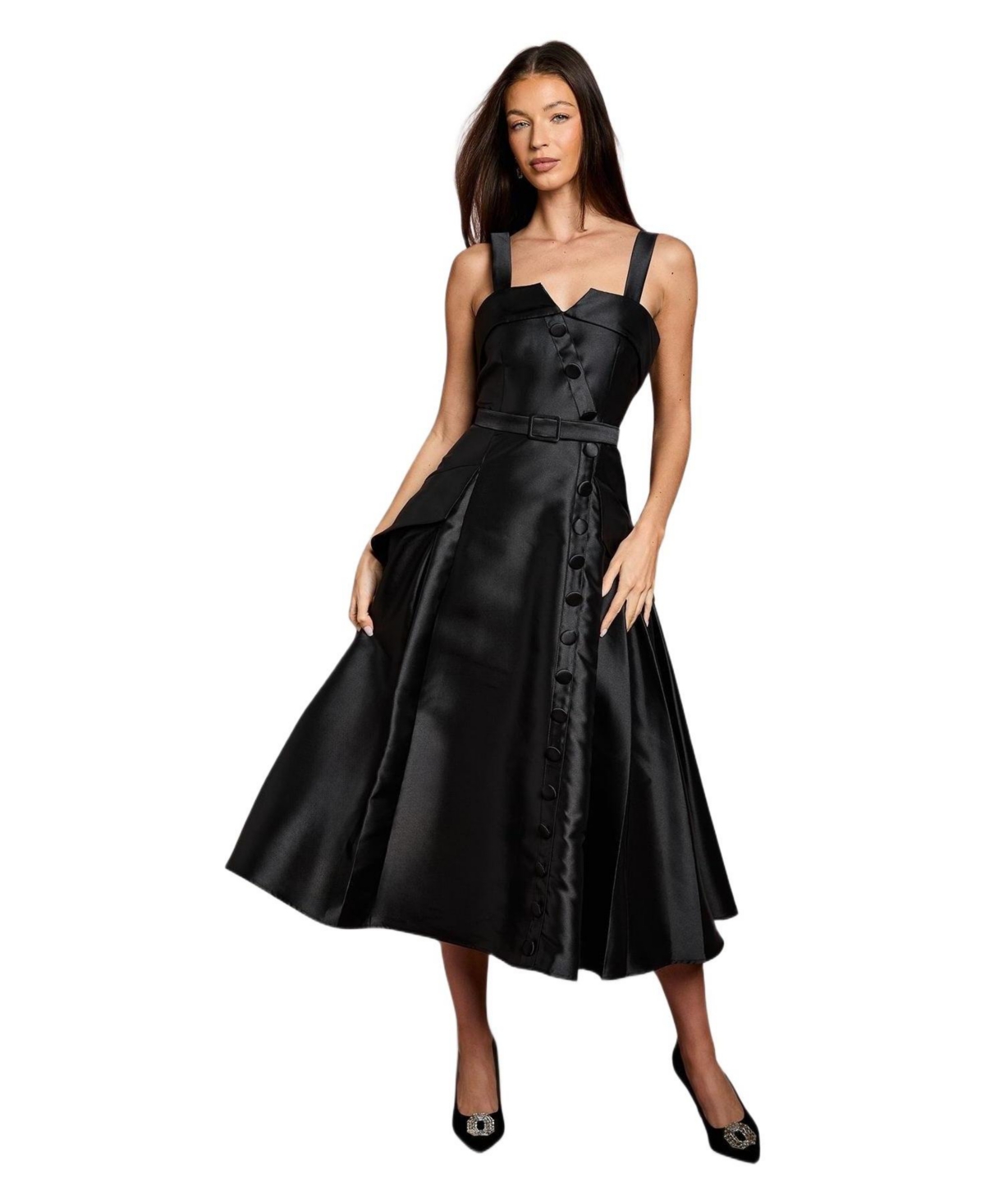 Click here for Coast Womens Lisa Twill Volume Belted Midi Dress -... prices