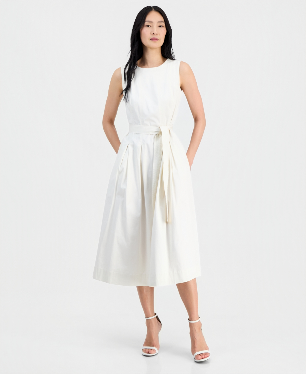 Click here for Anne Klein Womens Paneled-Bodice Belted Midi Dress... prices