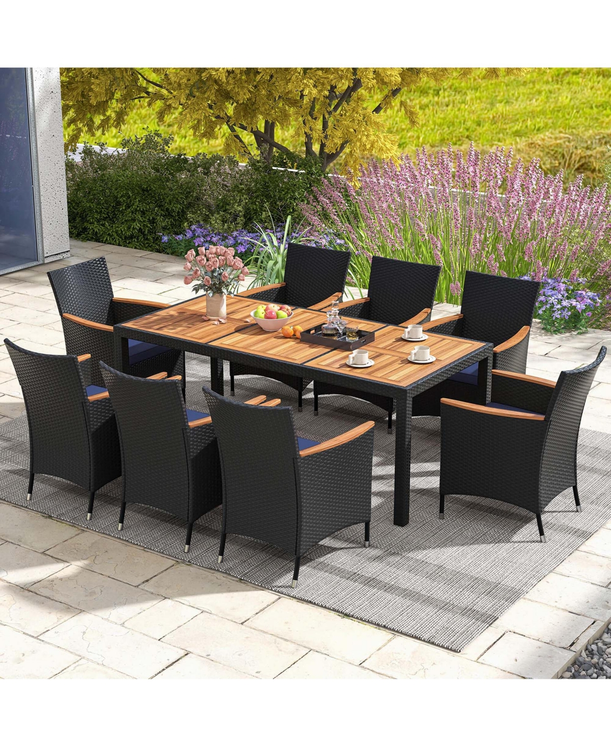Click here for Costway 9 Pcs Outdoor Dining Set with Acacia Wood... prices