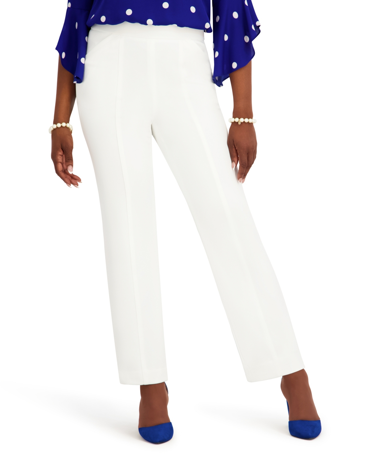 Click here for Kasper Womens Pull-On Seamed Trousers Pants - Whit... prices