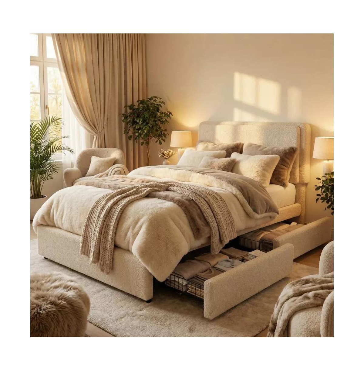 Click here for gaomon Teddy Fleece Bed Frame  Cloud Bed Frame wit... prices